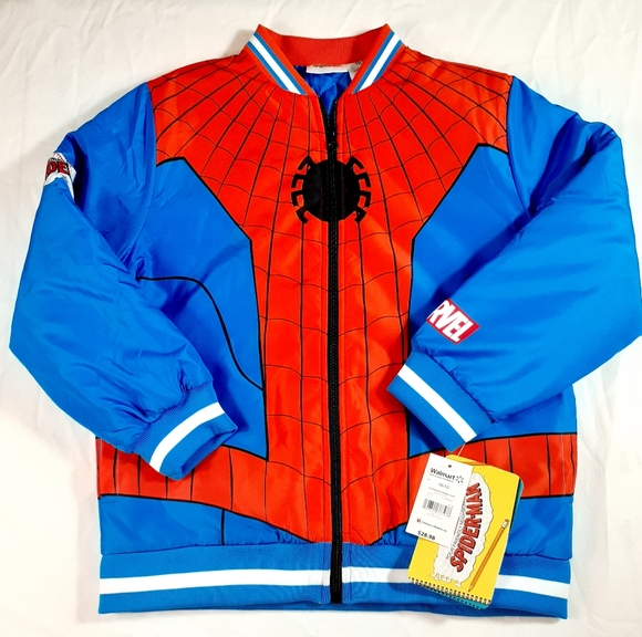 Marvel | Costumes | Marvel Spider Hero Kids Bomber Jacket Blue And Red ...